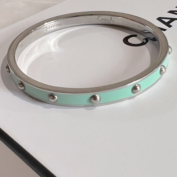 Coach | Jewelry | Vintage Tiffany Blue And Silver Studded Enamel Coach ...